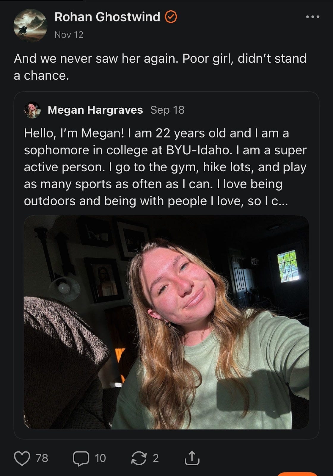 A lamentation for Megan - by Rohan Ghostwind