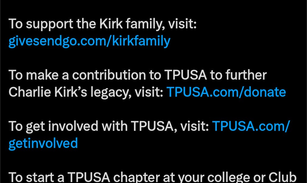 TPUSA just released a list of ways you can help the Kirk family