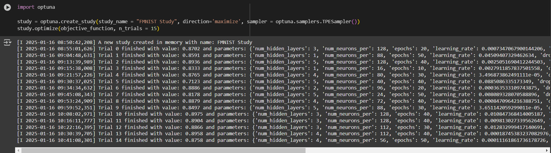 Bayesian Hyperparameter Optimization Using Optuna