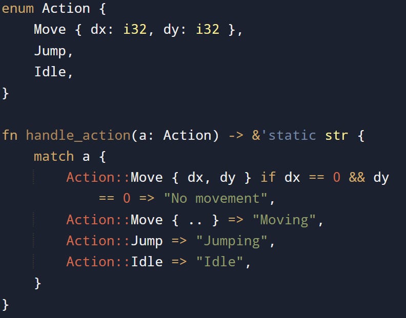 Match Control Flow in Rust and Pattern Matching Mechanics
