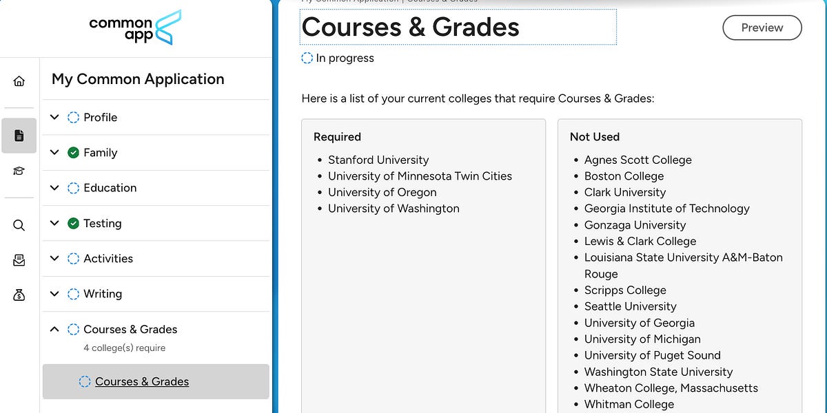 Common App Section by Section - Courses & Grades