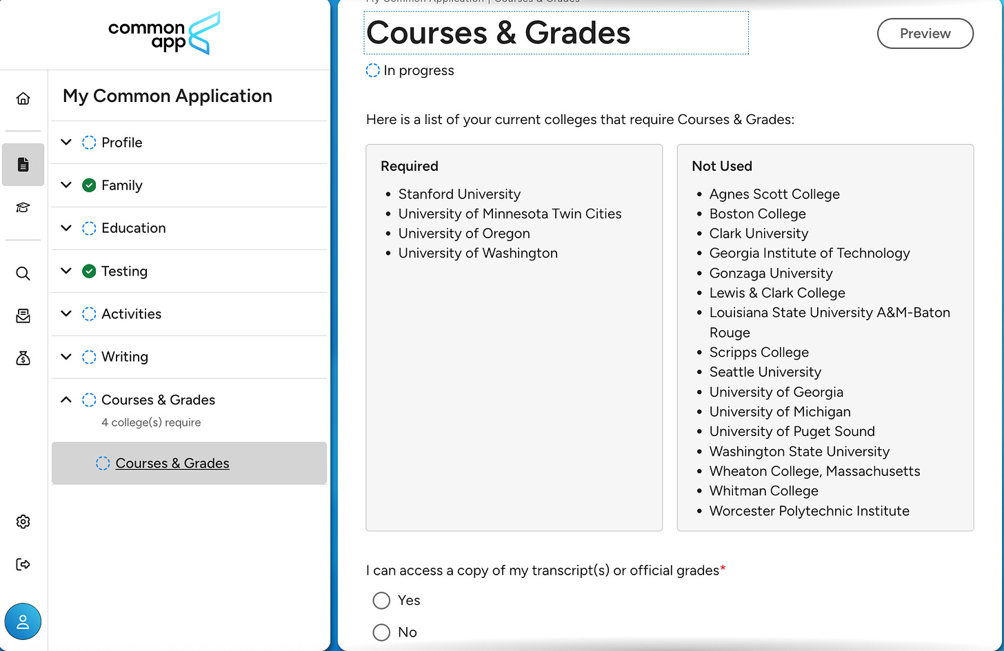 Common App Section by Section - Courses & Grades