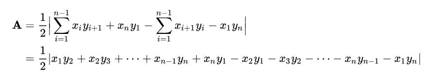 Calculating Areas of Shapes using The Shoelace Formula