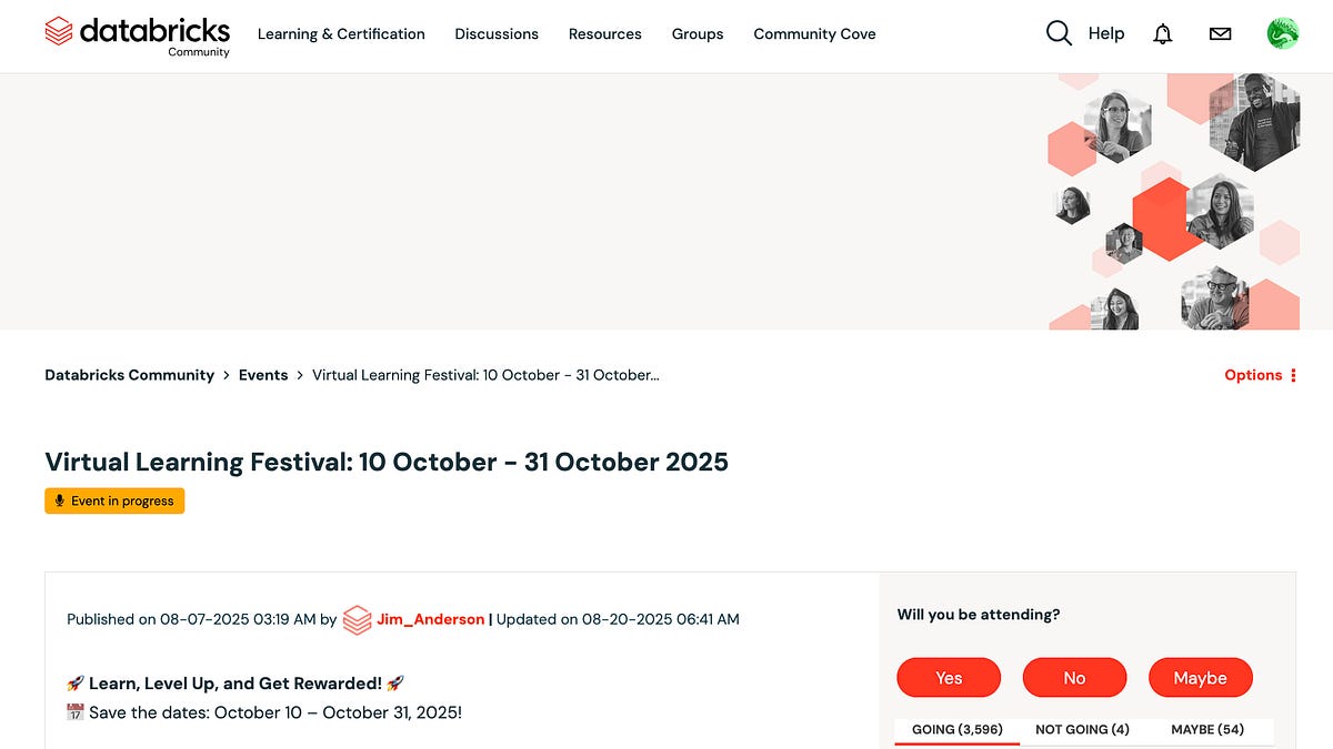 Databricks October 'Virtual Learning Festival' - by Matt