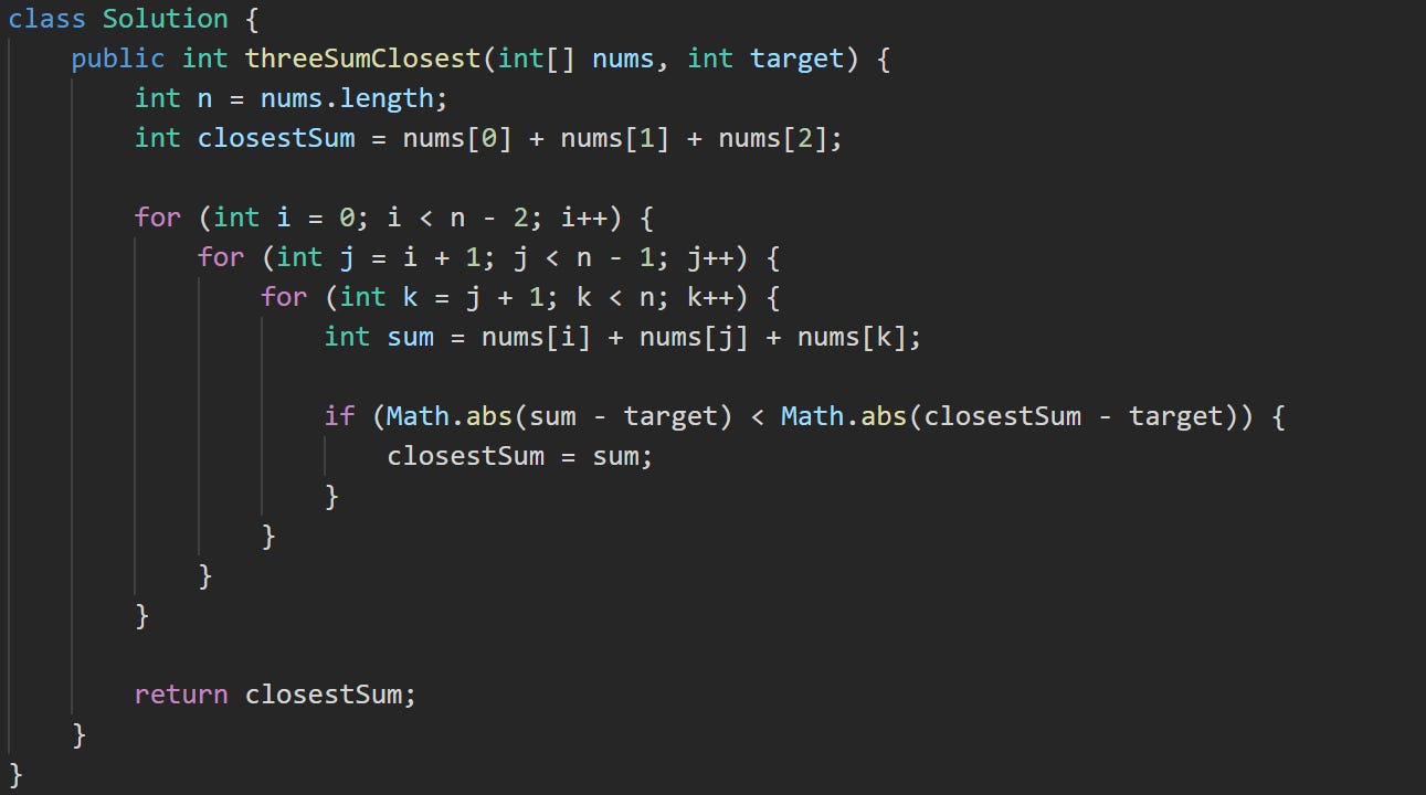 LeetCode #16: 3Sum Closest — Solved in Java