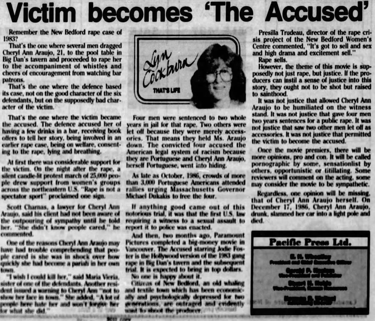 Victim on Trial: Cheryl Araujo and The Accused