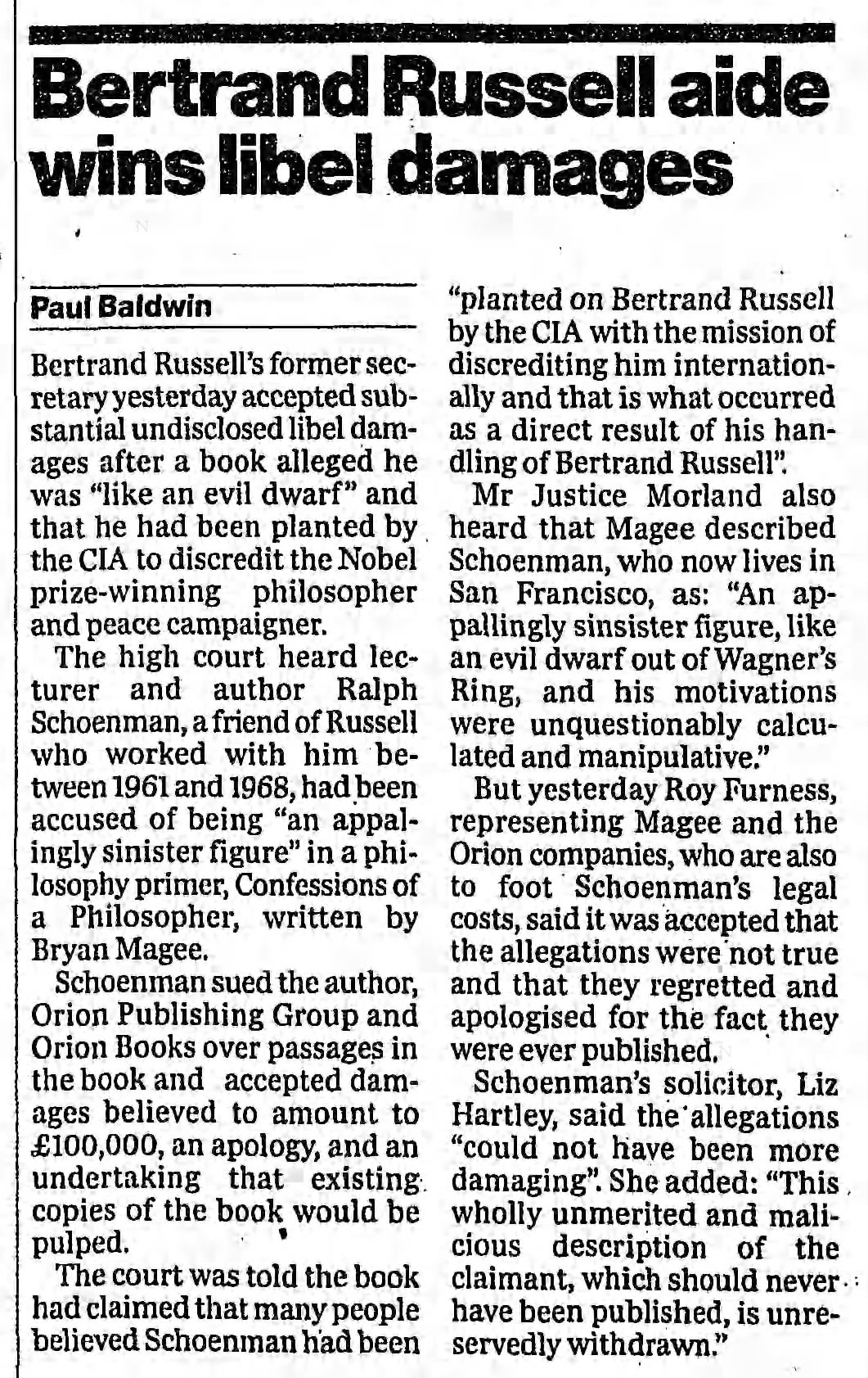 Why Bryan Magee's Memoir Was Pulped - by Jeremy Stangroom