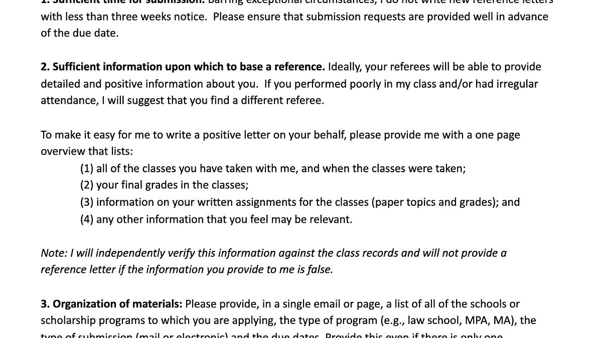 academic reference request example