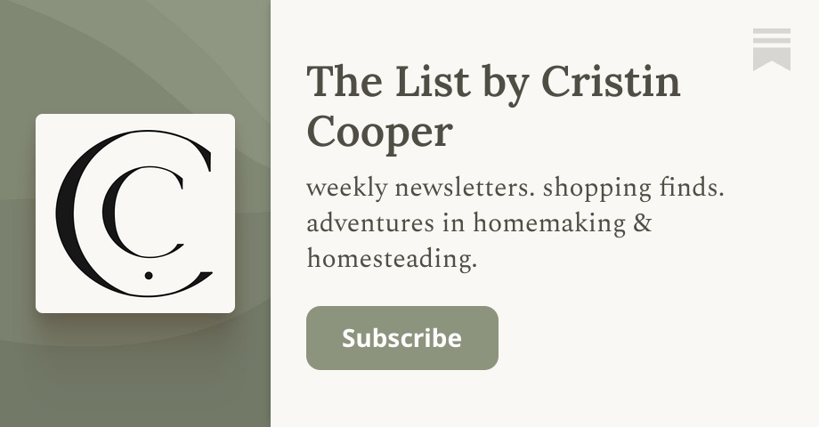 The List by Cristin Cooper | Substack
