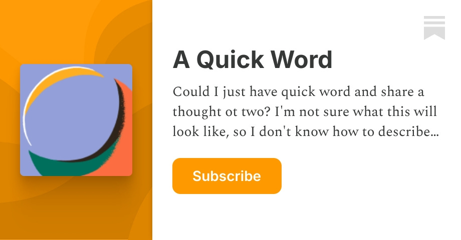A Quick Word | Faye Hardiman | Substack