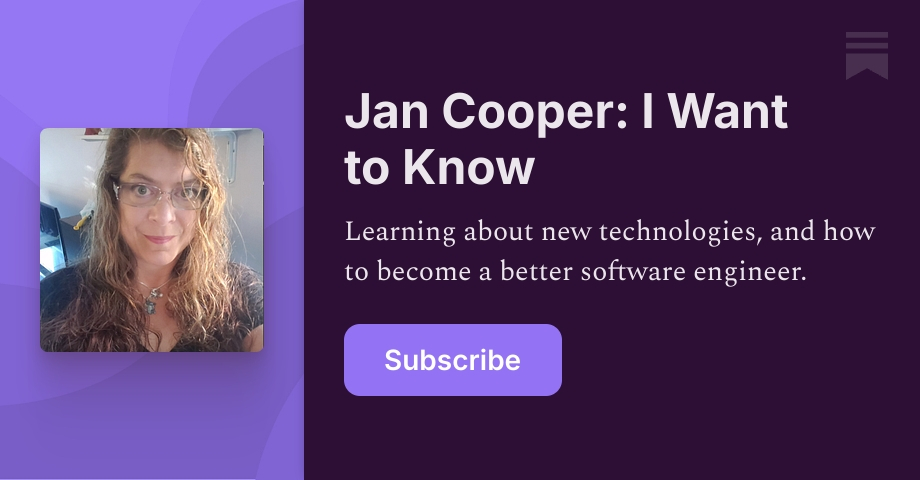Jan Cooper: I Want to Know | Substack