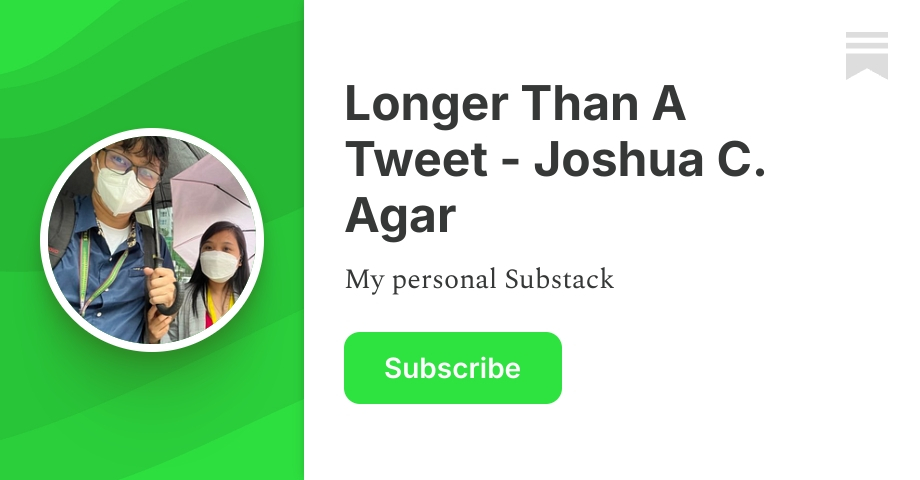 Longer Than A Tweet - Joshua C. Agar | Substack