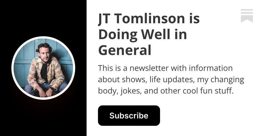 JT Tomlinson is Doing Well in General | Substack