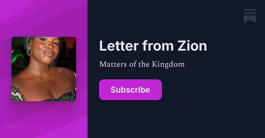 LETTER FROM ZION. - by Oluseun Olusanya - Letter from Zion