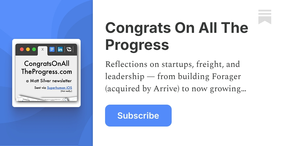 Congrats On All The Progress | Matt Silver | Substack