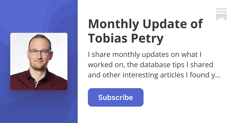 Monthly Update of Tobias Petry | Substack