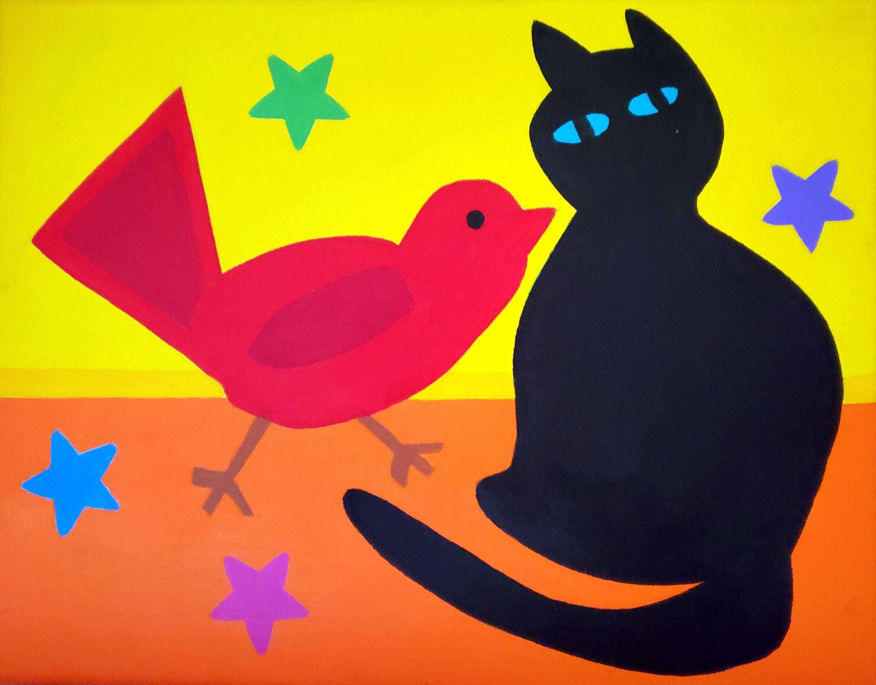 “Red Road Runner with Black Cat” - by Steve Applegate