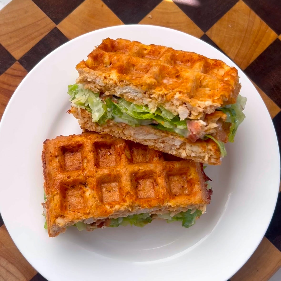 CHICKEN WAFFLE CAESAR SANDWICH - Recipes by Victoria