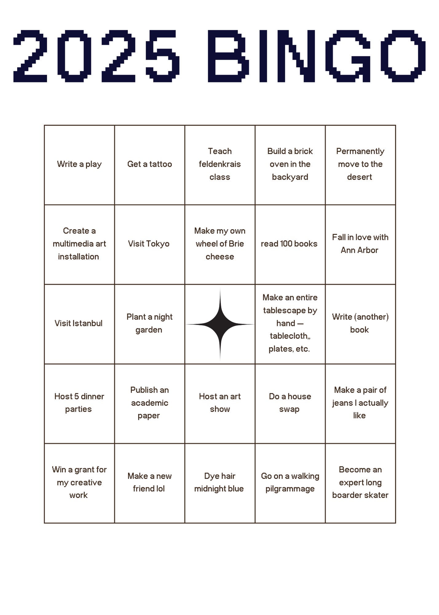 Reject Aesthetic Vision Boards, Embrace Chaos Bingo: 2025 Goals Gone Wild