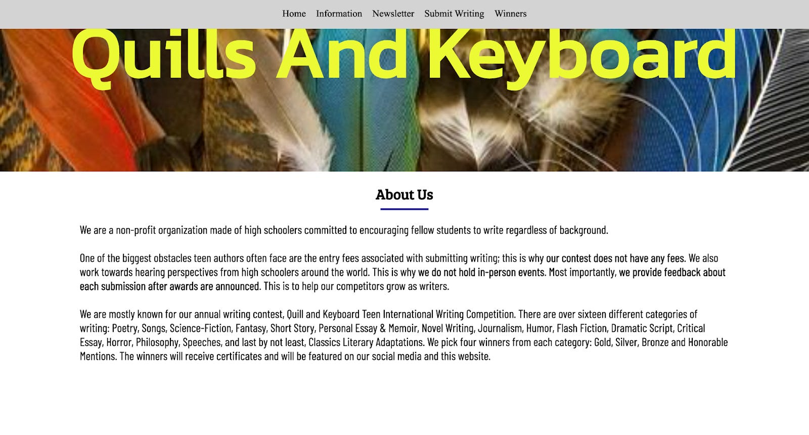 Developing the Quills and Keyboard Website