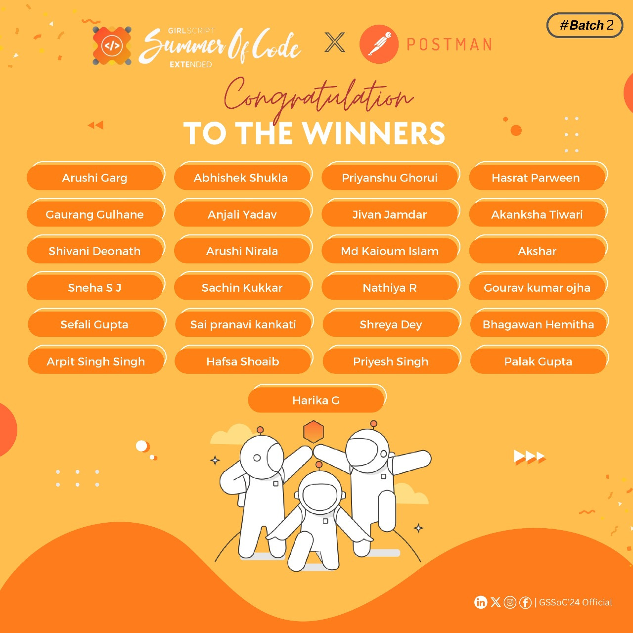 Postman Winners Announcement🌟 By Girlscript