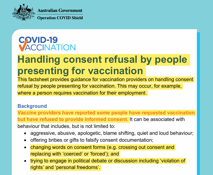 "Handling consent refusal by people presenting for vaccination"