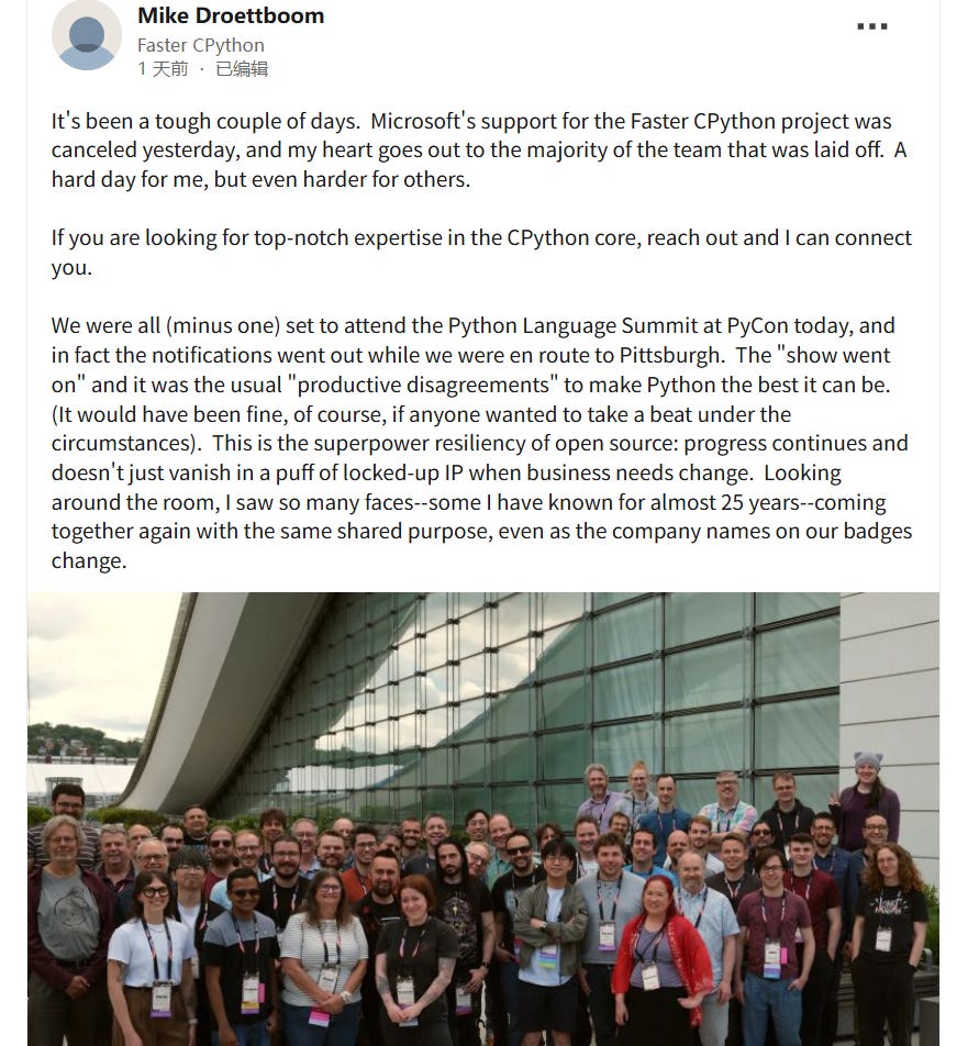 Microsoft Shuts Down Python Founder's Core Team, CPython Team Disbanded