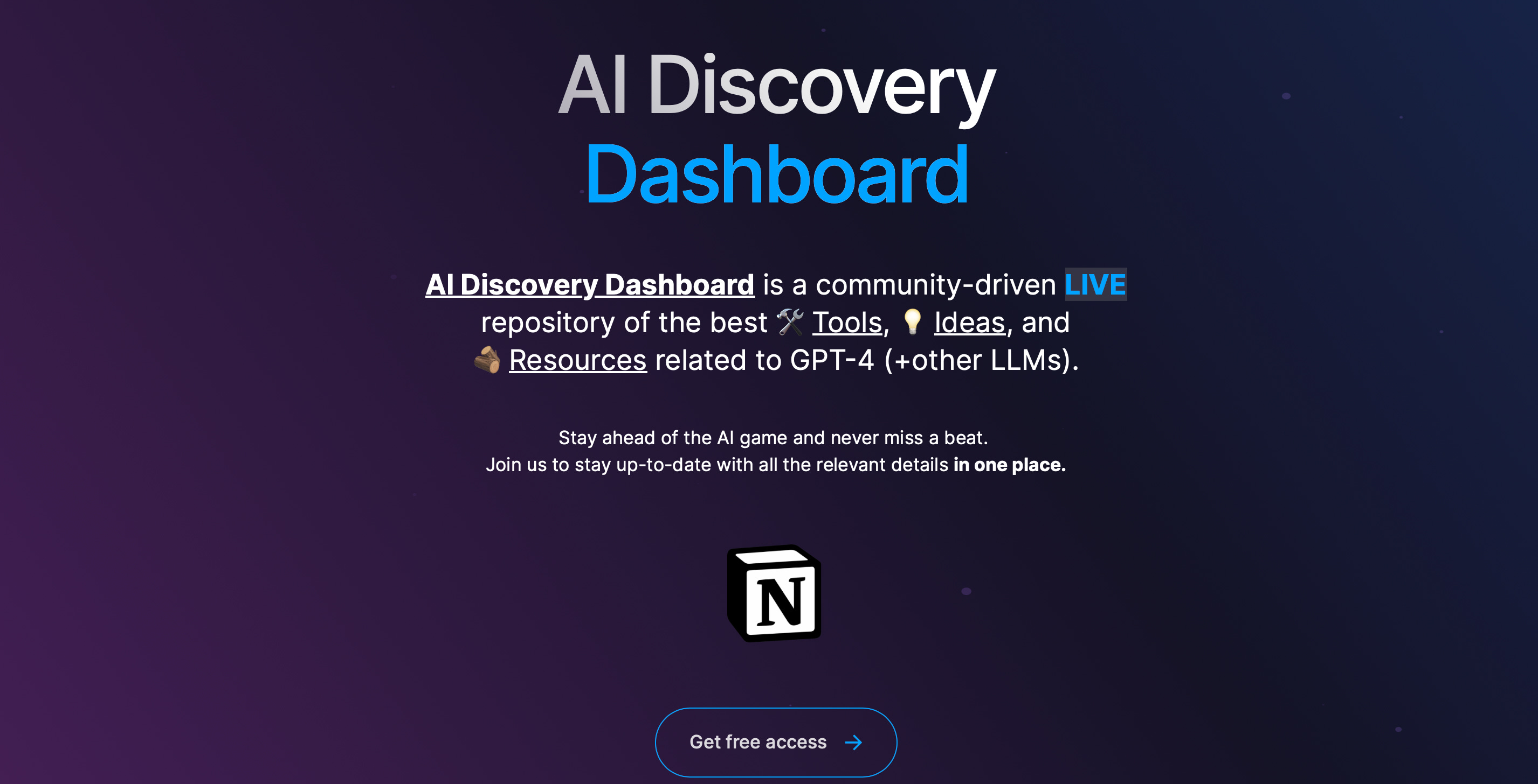 AI Discovery Dashboard - Unlocked by Polymath AI