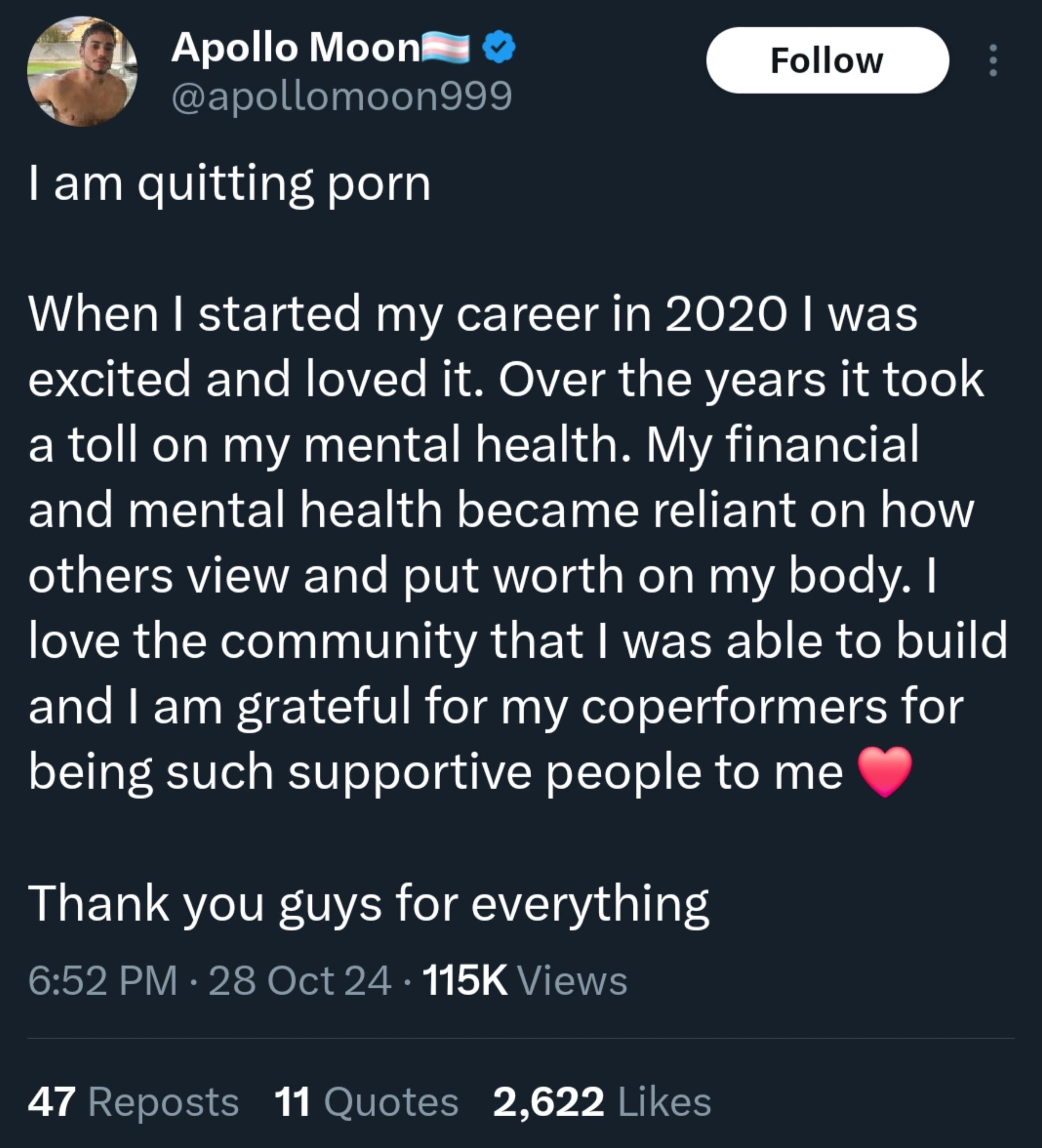 Trans ID Female BDSM Porn Star Apollo Moon Dead at 26