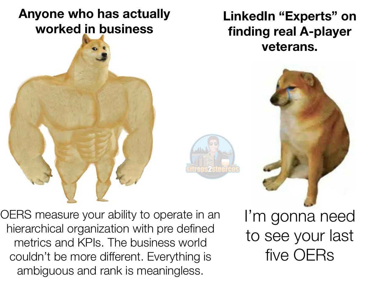 Why your Officer Evaluation Reports are useless in the private sector