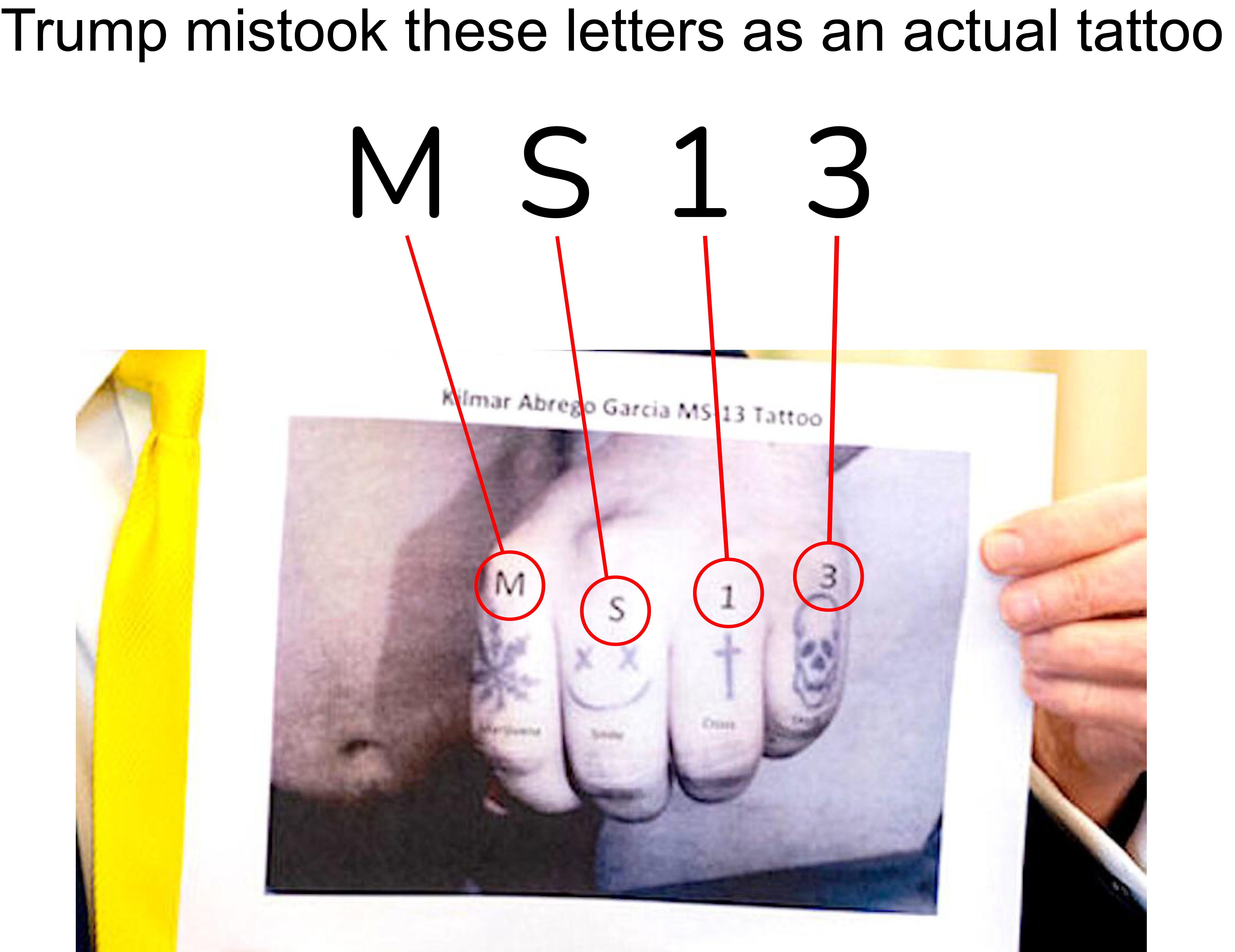 The Image Trump Claimed Showed MS-13 Tattoos Was Just Labeled Text