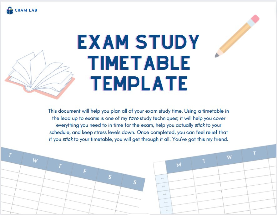 More free stuff: Exam Study Timetable Template