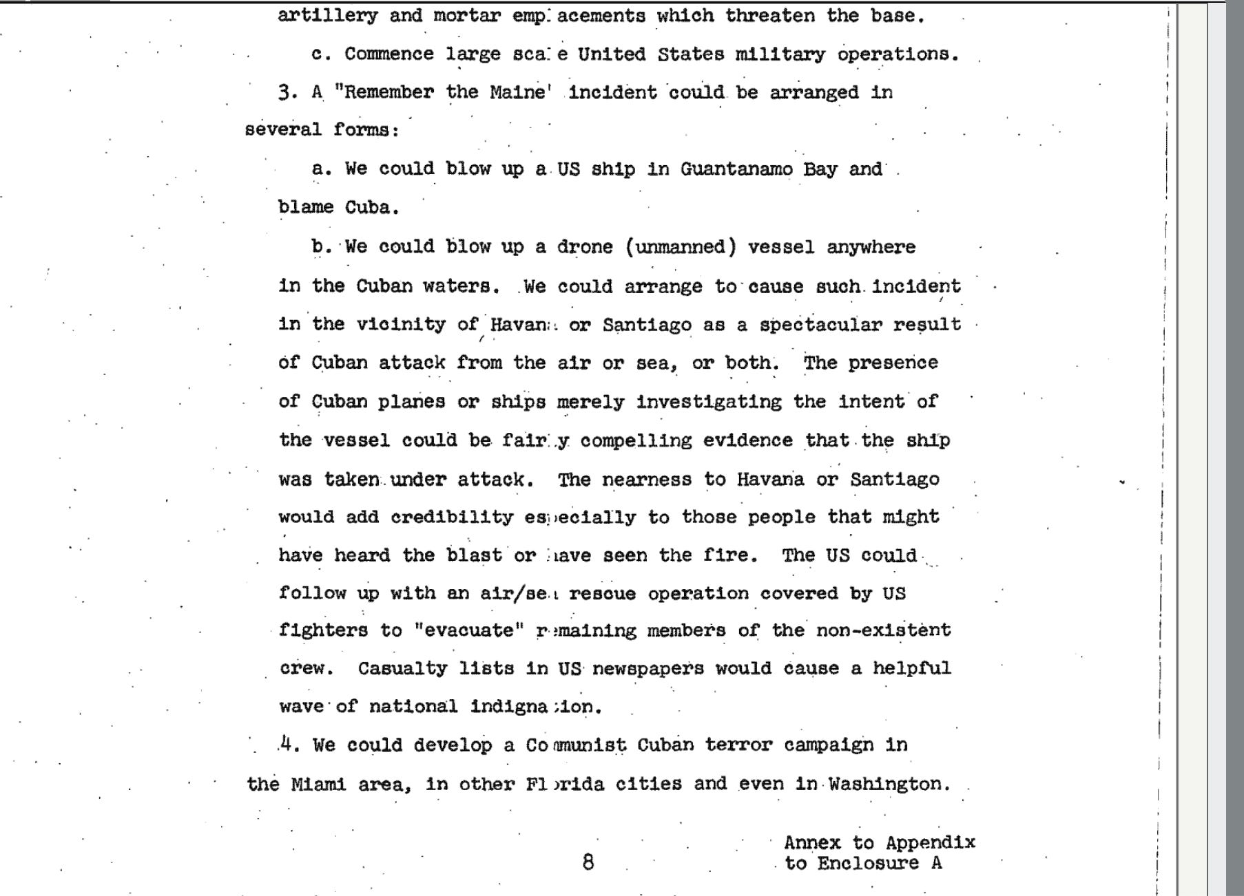 Claim: The idea of a False flag operation against Cuba was raised by ...