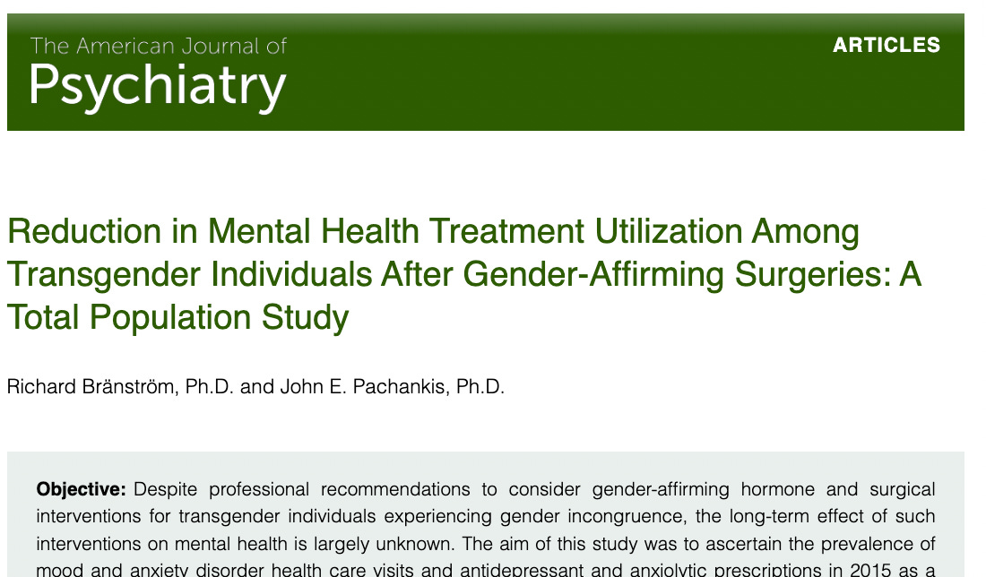 Claim: Transgender Surgery Provides A Health Benefit