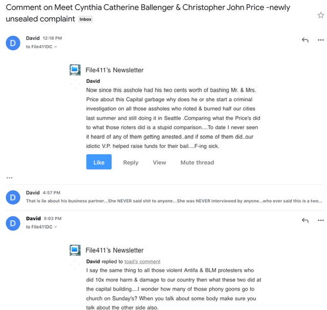 Defendants Ballenger & Price case update…