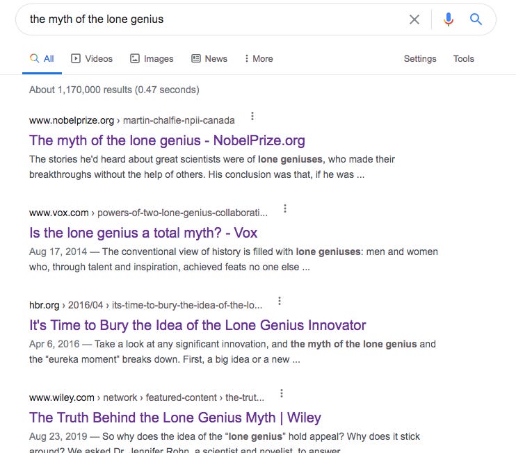 The Myth of the Myth of the Lone Genius - by Roger’s Bacon