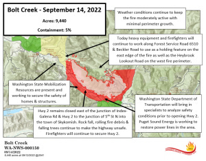 Bolt Creek Fire Update for Sept. 14