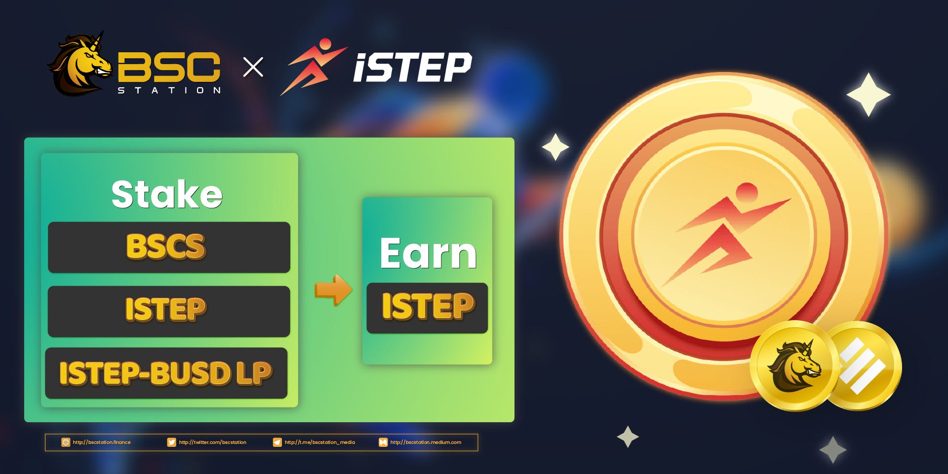 iStep opening 3 pools for staking and farming on BSCStation