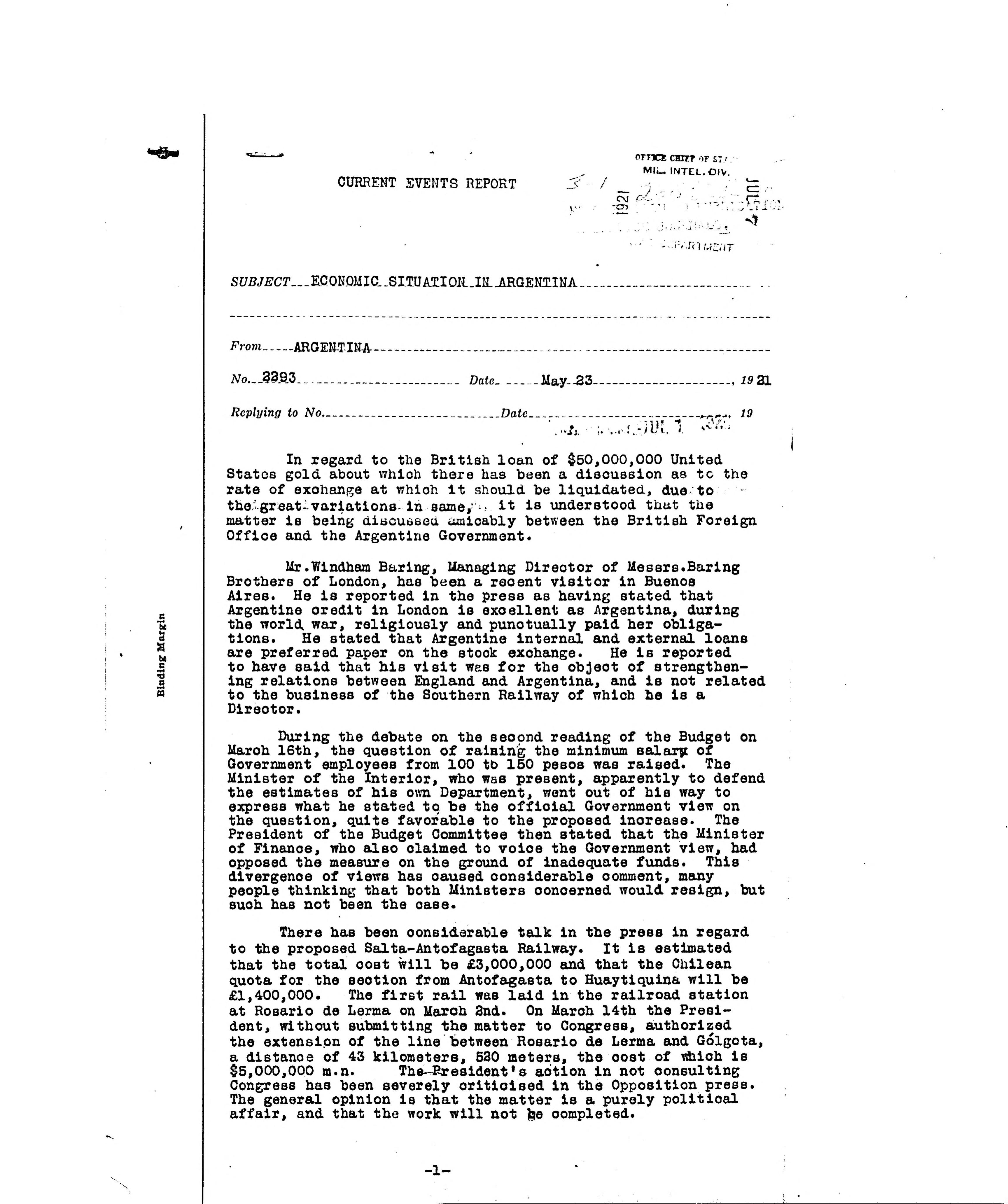 U.S. Military Intelligence Reports: Argentina 1918-1941