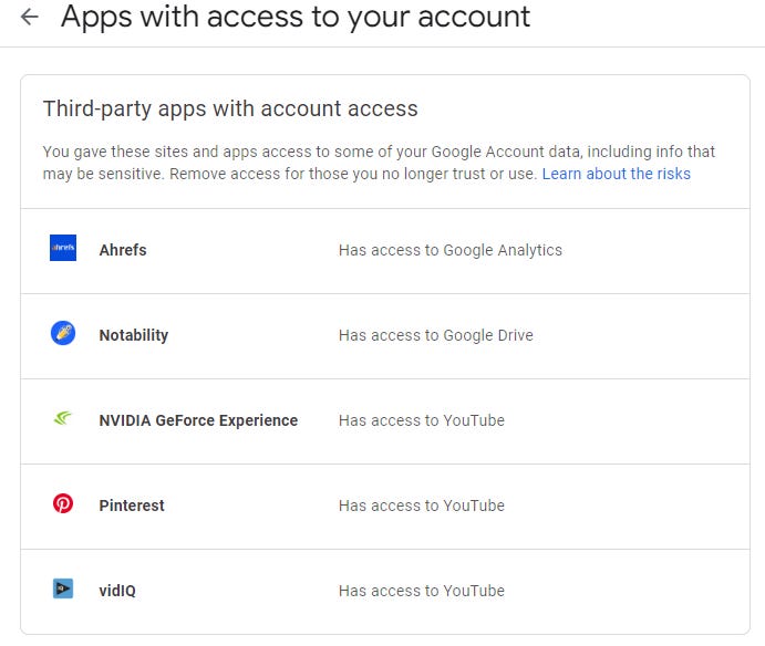 Stop Apps from Accessing Your Information from Google