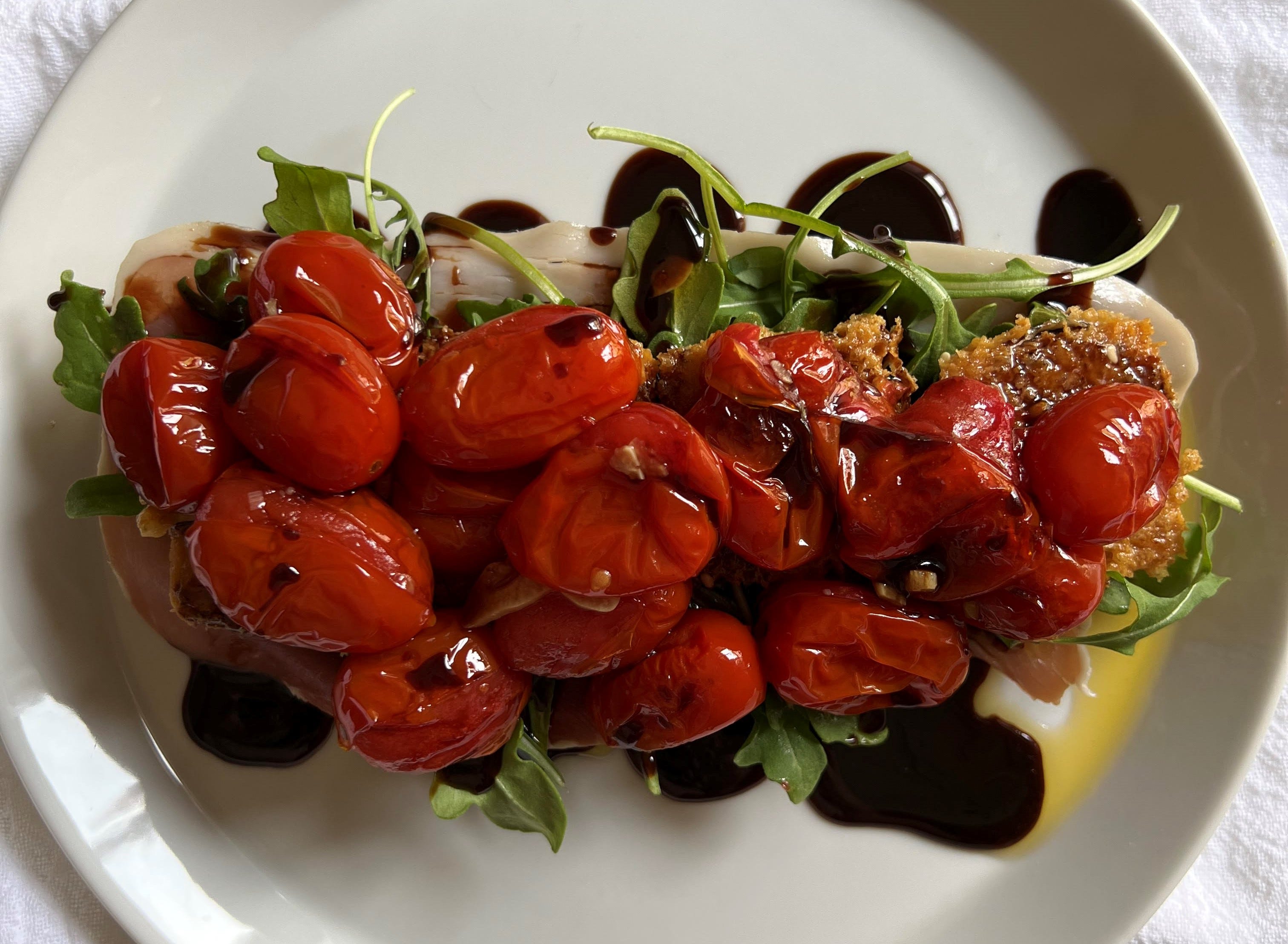 Crispy Feta Toast with Roasted Tomatoes - by David Martin