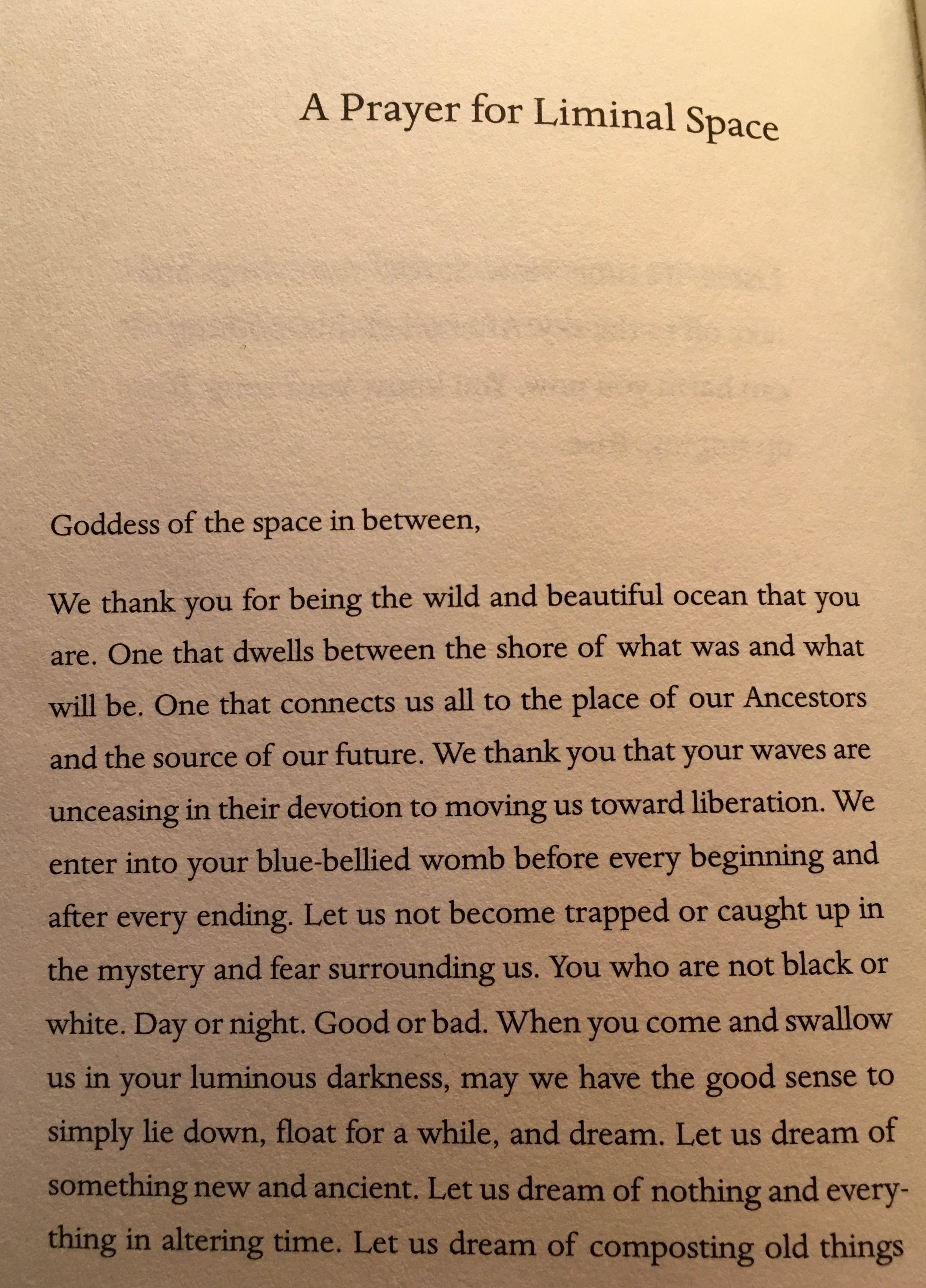 "A Prayer for Liminal Space" - by Hope Barnes - Dirt Toes