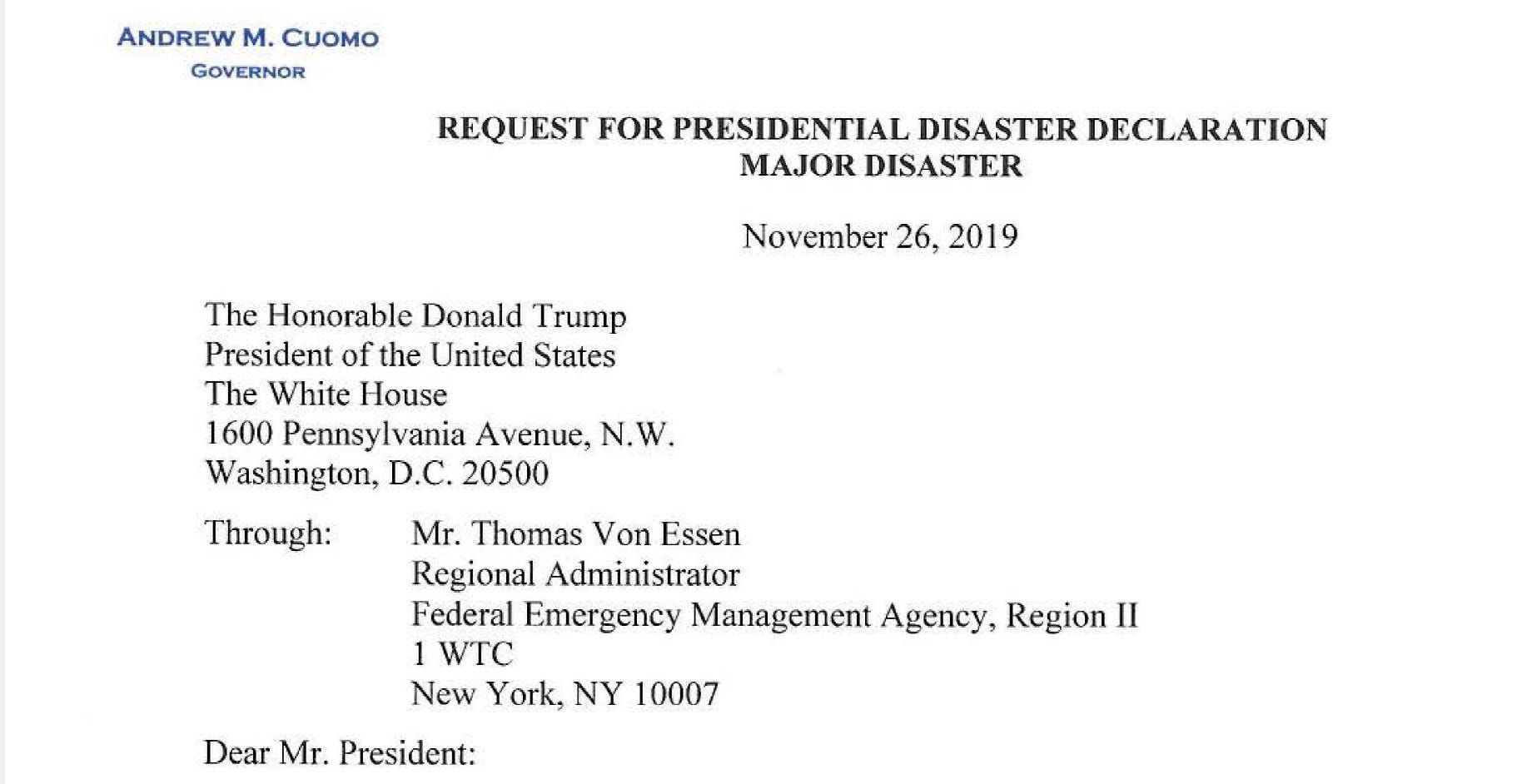 Cuomo requests major disaster declaration - by John Garver