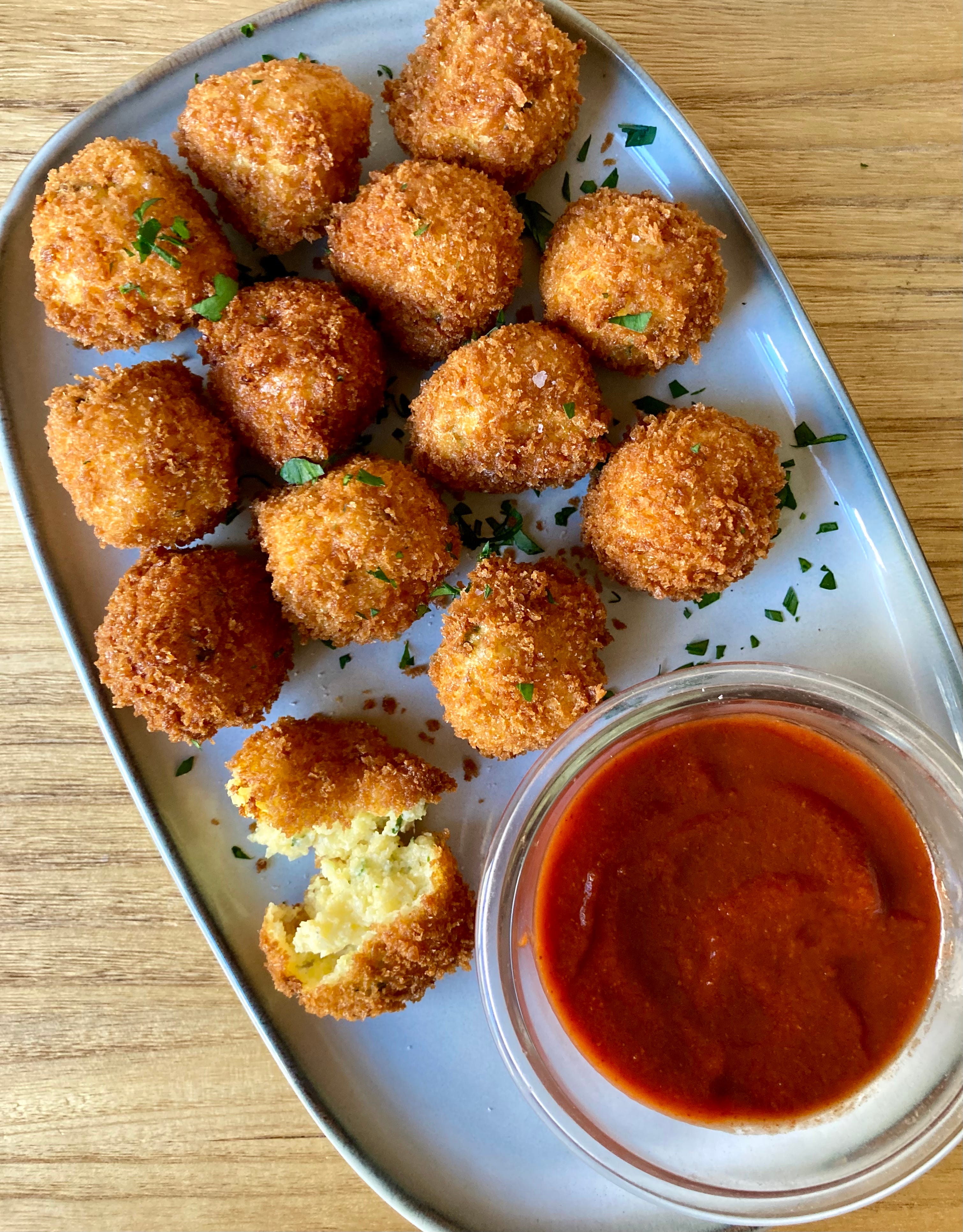 Crispy Polenta Fritters for Hanukkah - by Leah Koenig