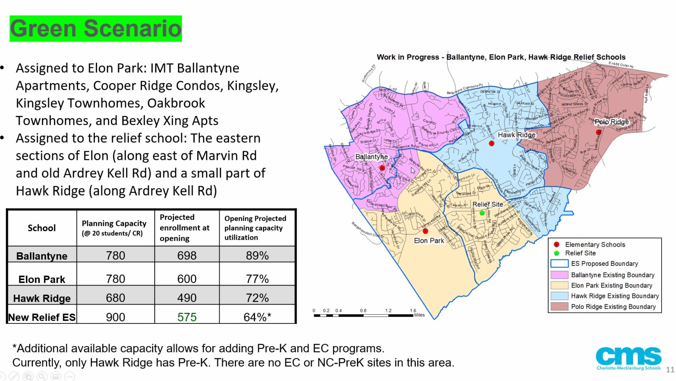 2 proposed boundary maps for Ballantyne-area elementary schools