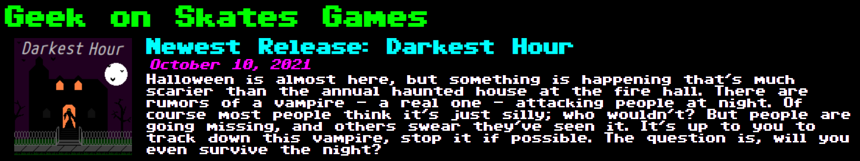 New, spooky, multi-retro-platform text adventure released!