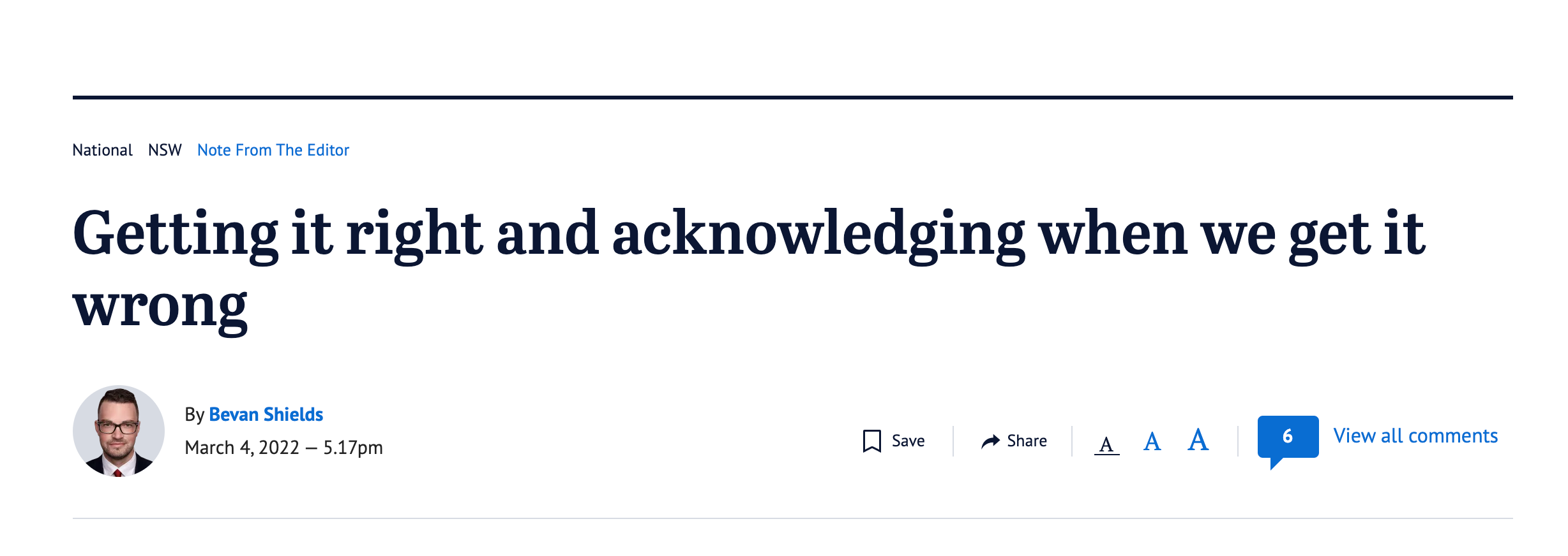 Is Bevan Shields' acknowledgement of error too little too late?