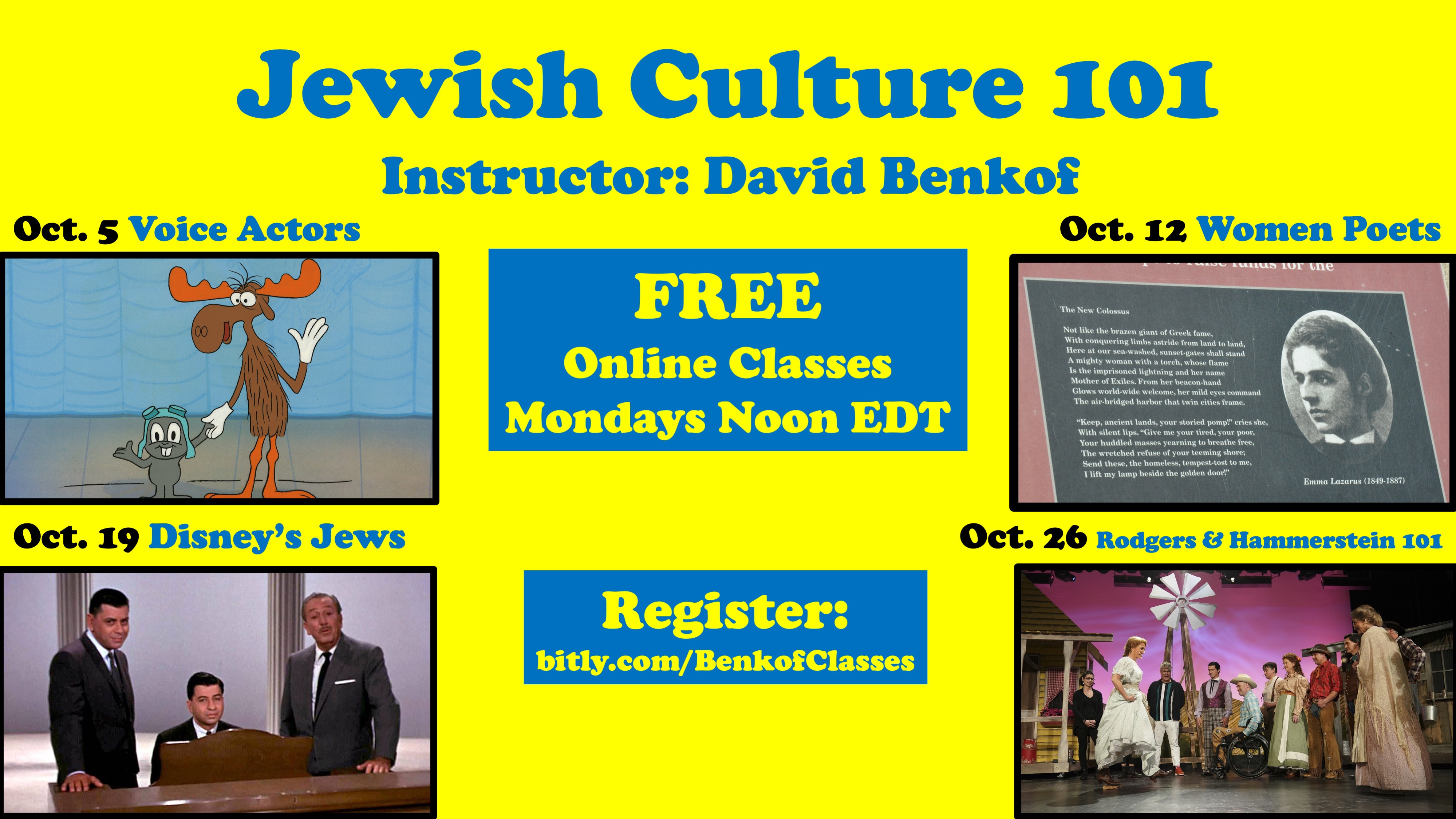 FALL CLASSES ANNOUNCED: Voice Actors, Disney's Jews, Singer-Songwriters