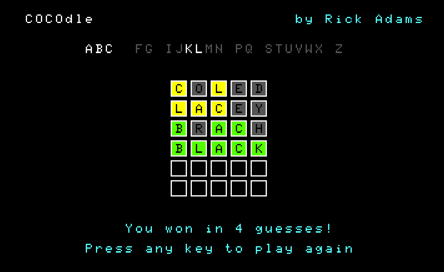 Wordle ported to Windows 3.1, PalmOS, DOS, Linux Terminal... and much more.