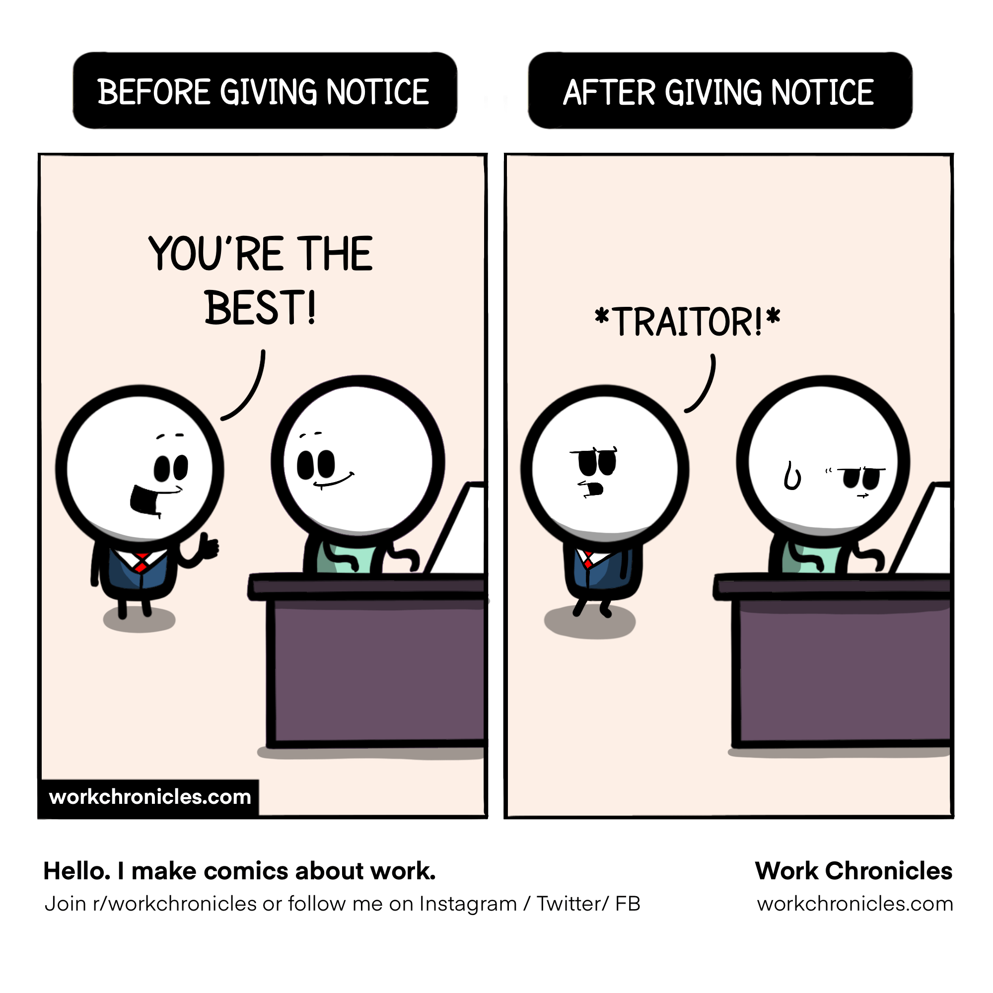 (comic) Giving Notice - Before & After - Work Chronicles
